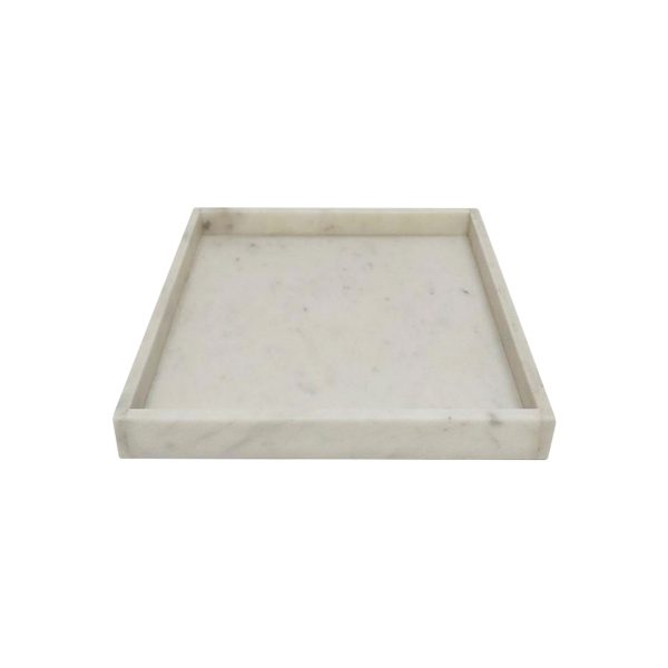 Square Marble Tray White (S) - ถาดหินอ่อนสีขาวทรงจตุรัส - C&C Home Limited
